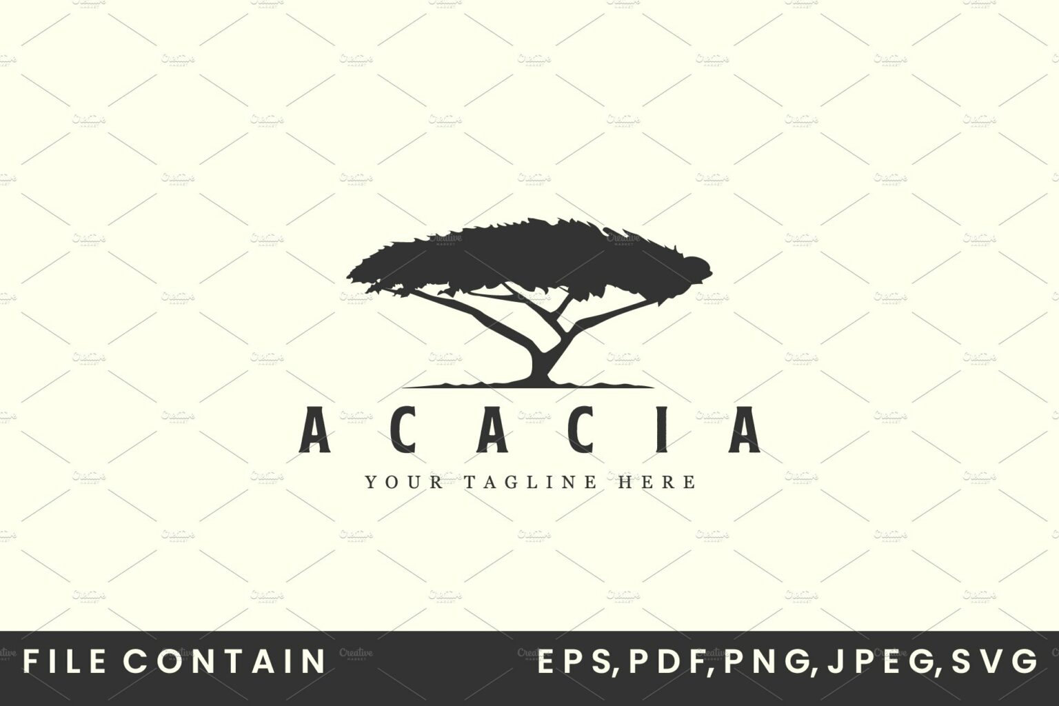 vintage acacia tree with logo vector – MasterBundles