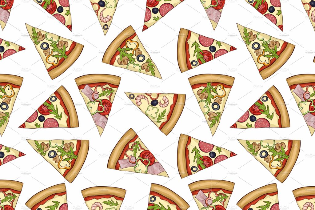 seamless color pattern with pizza – MasterBundles