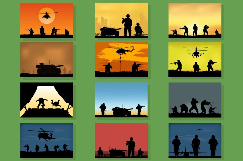 Set of images on a military theme. – MasterBundles