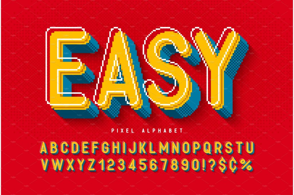 Pixel vector alphabet design – MasterBundles