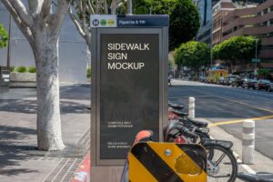 Urban Sidewalk Sign Mockup PSD – MasterBundles