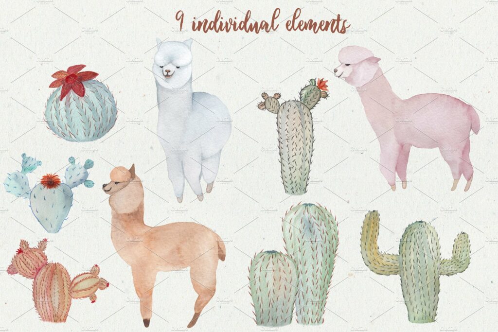 Pastel Llamas Clipart & Patterns PNG – MasterBundles