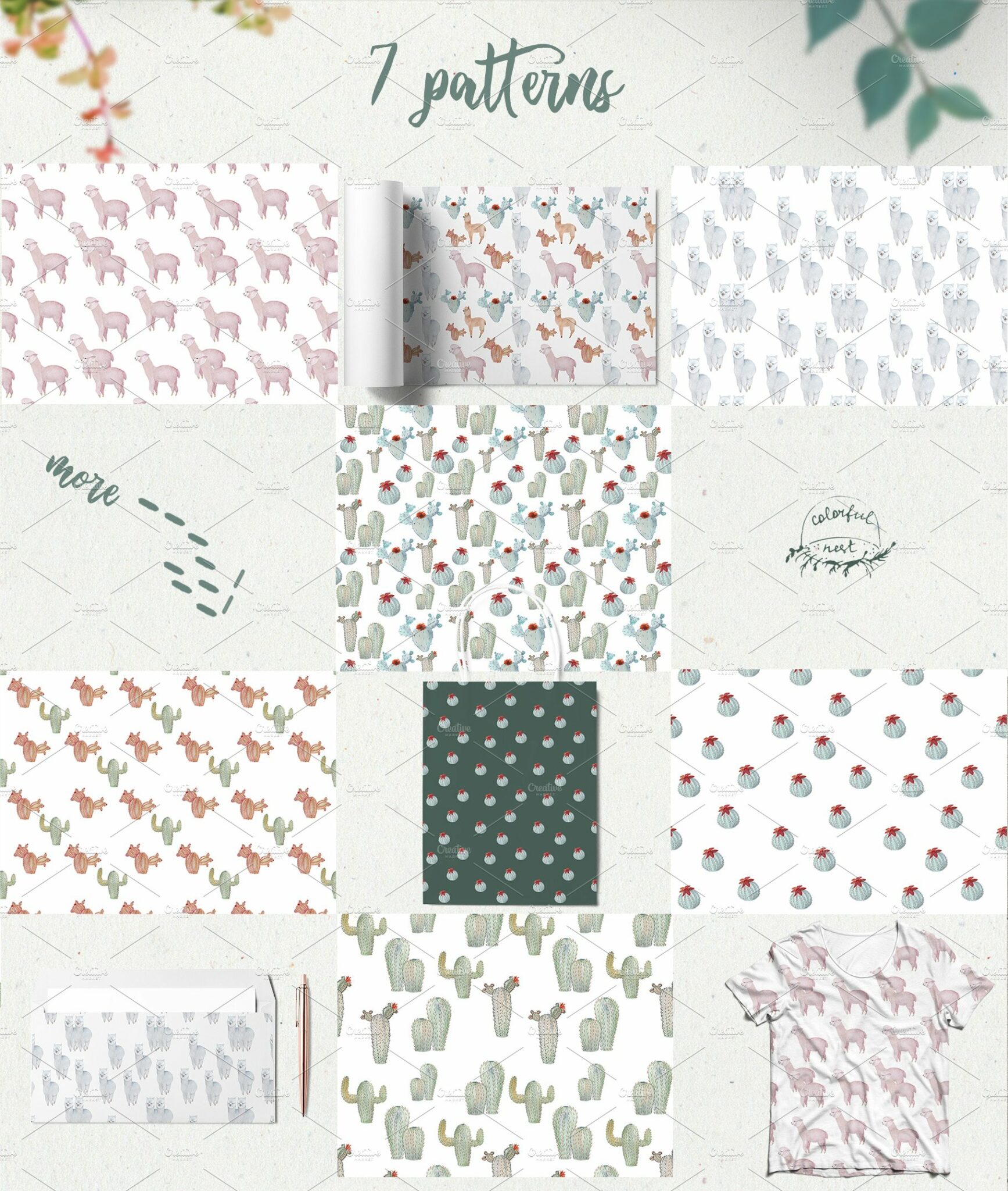 Pastel Llamas Clipart & Patterns PNG – MasterBundles