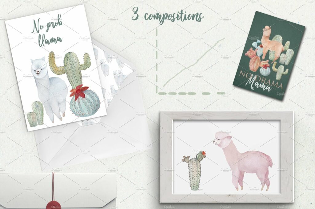 Pastel Llamas Clipart & Patterns PNG – MasterBundles