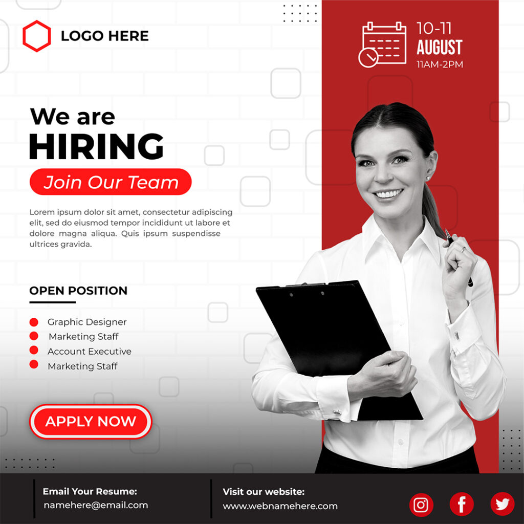 10 We Are Hiring Job Vacancy Social Media PSD Template - MasterBundles