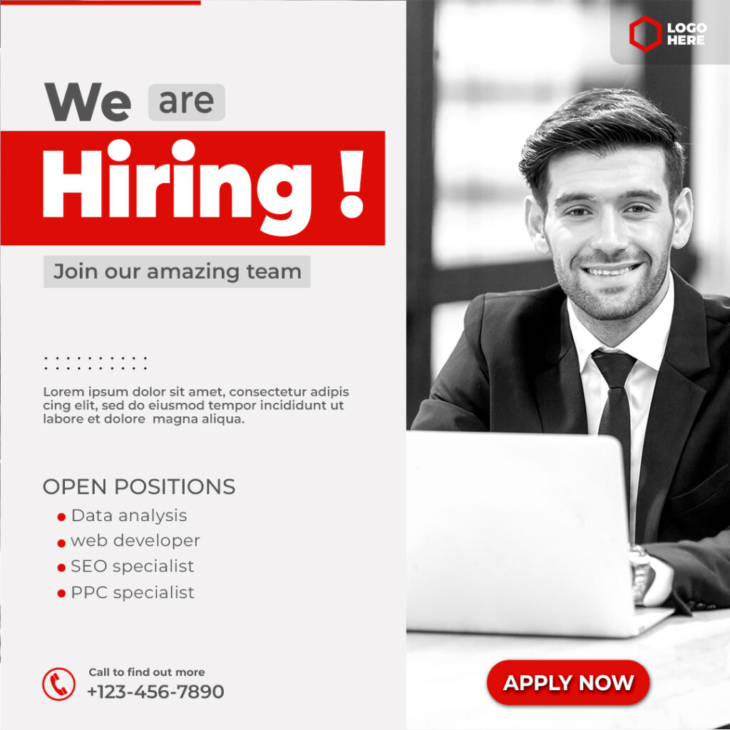 10 We Are Hiring Job Vacancy Social Media PSD Template - MasterBundles