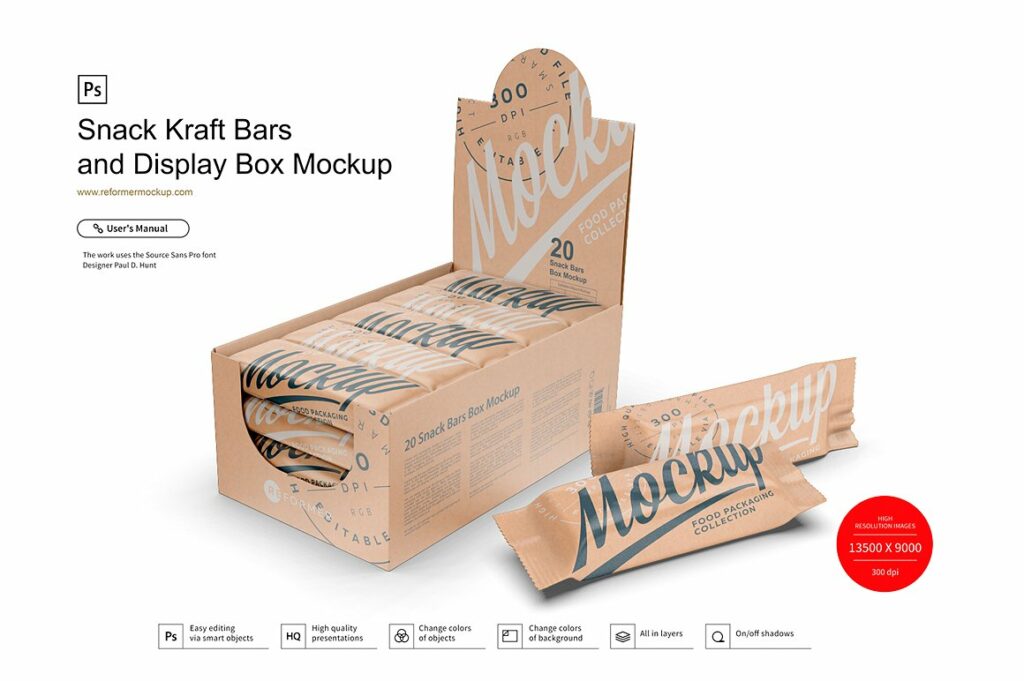 Snack Bars Box Mockup 20x80g – MasterBundles