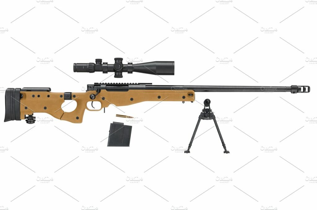 Rifle sniper beige weapon set – MasterBundles
