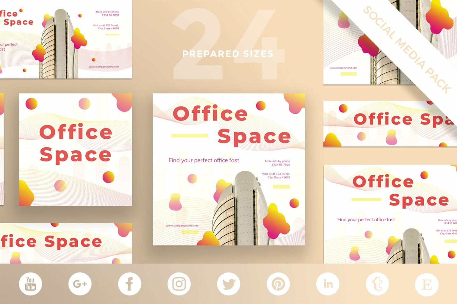Social Media Pack | Office Space – MasterBundles