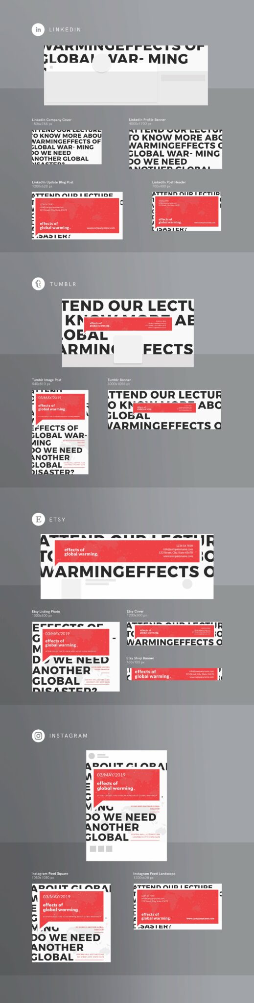 Social Media Pack | Global Warming – MasterBundles