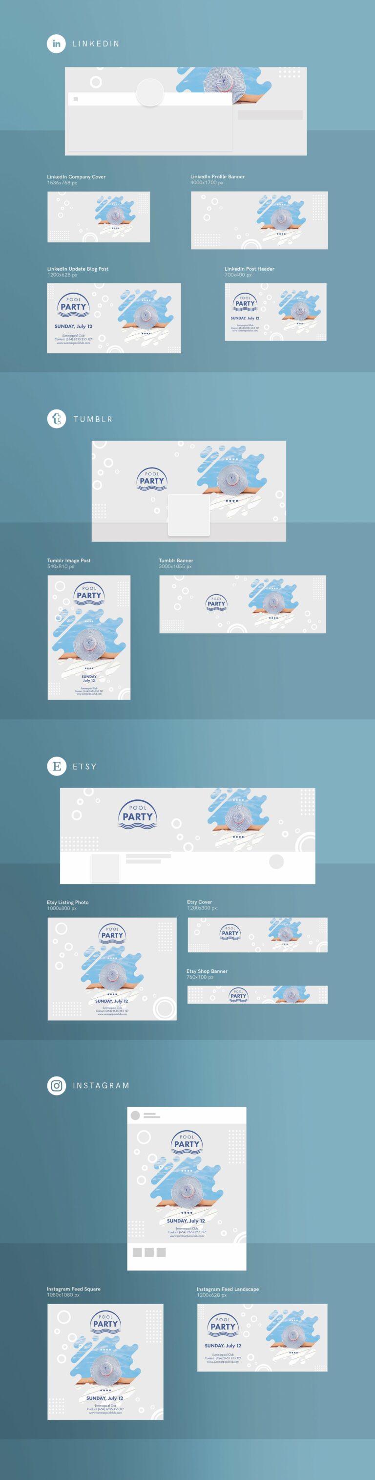 Social Media Pack | Pool Party – MasterBundles