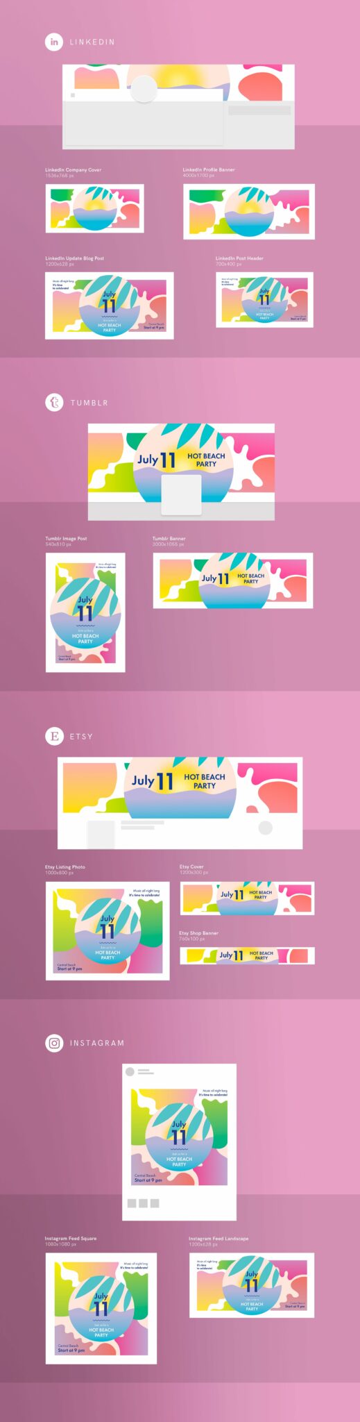 Social Media Pack | Hot Beach Party – MasterBundles