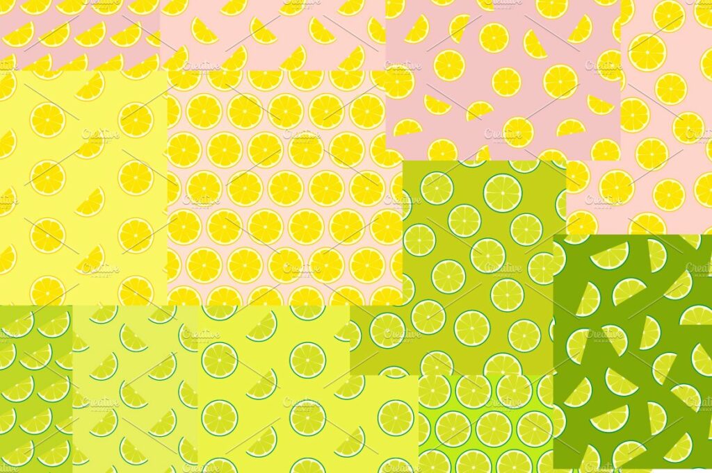 Vector Lemonade and Limeade Patterns – MasterBundles