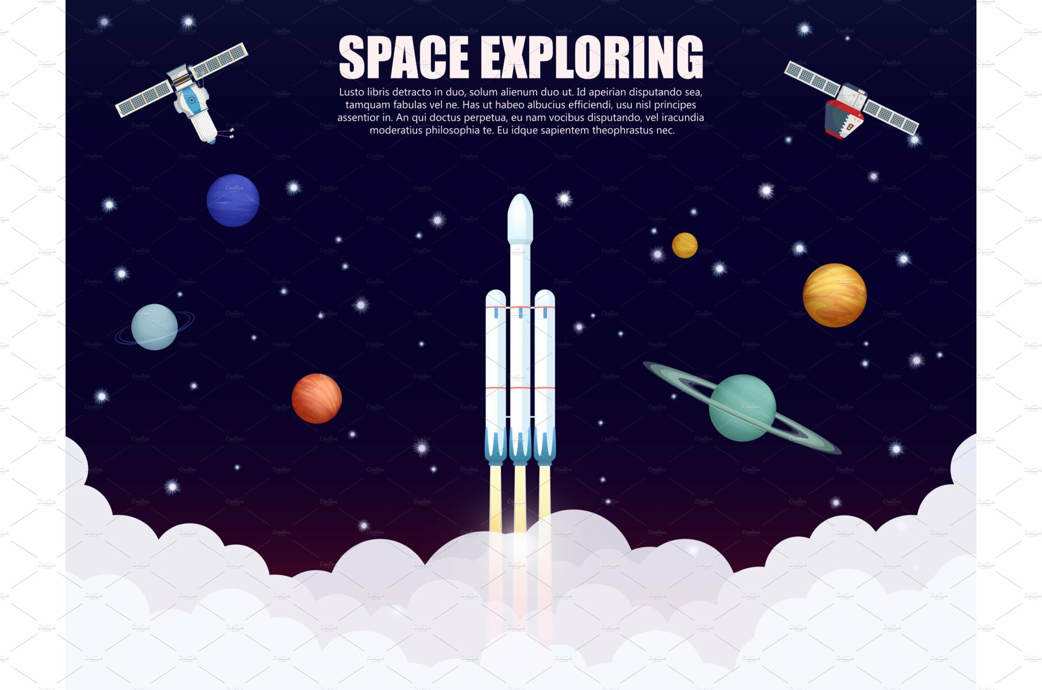 Galaxy space ship rocket launch – MasterBundles