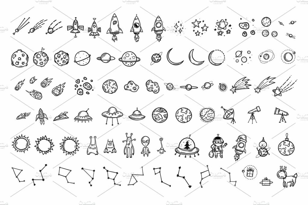 Space Theme Doodle Collection – MasterBundles
