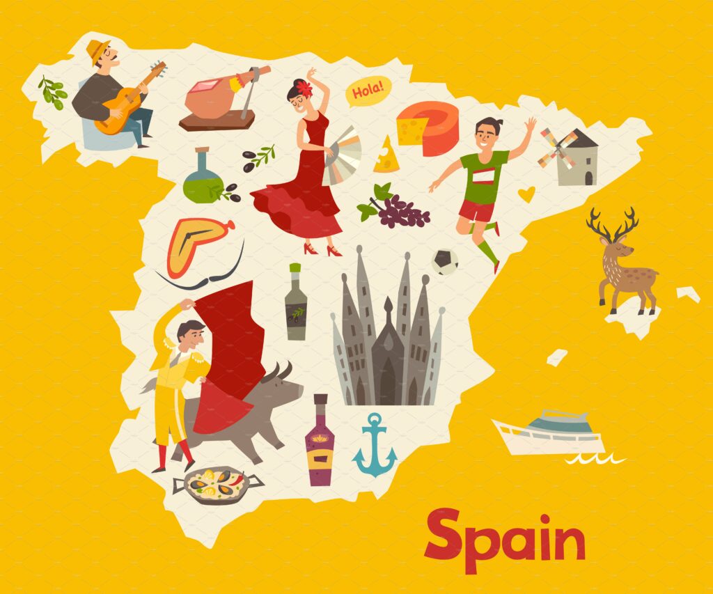 Spainish landmark, Spain vector map – MasterBundles