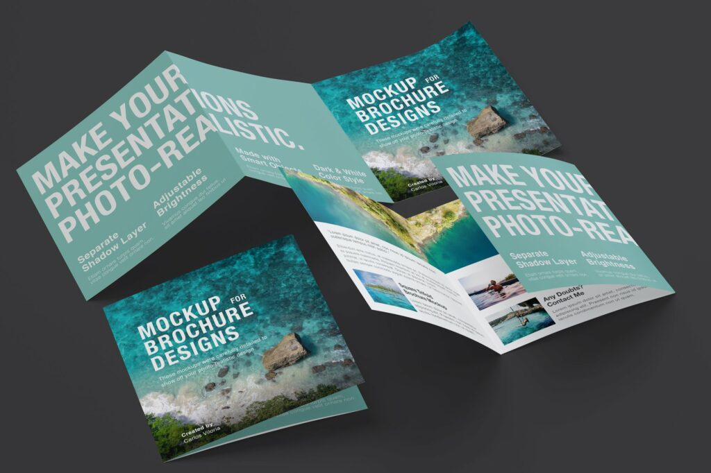 Square Trifold Brochure Mockup 06 – MasterBundles
