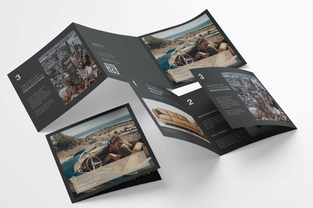 Square Trifold Brochure Mockup 06 – MasterBundles