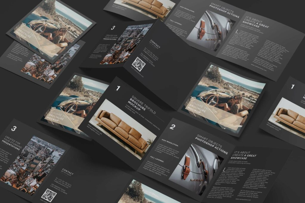 Square Trifold Brochure Mockups – MasterBundles