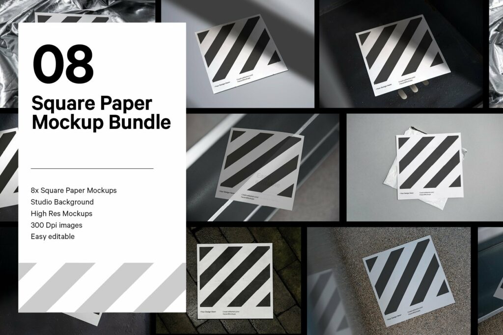 8x Square Paper Mockup Bundle – MasterBundles