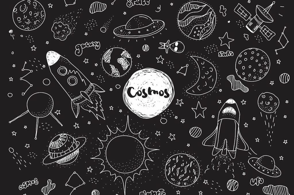 Cosmic set. Hand drawn doodles. – MasterBundles