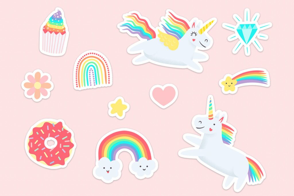 Happy Rainbow Unicorns Clipart Pack – MasterBundles