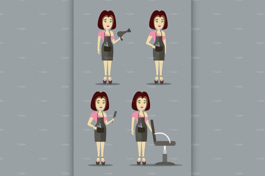 Caucasian stylist characters set – MasterBundles