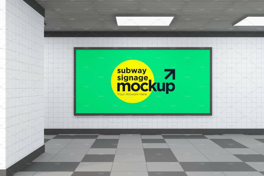 Subway Signage Horizontal Mockup – MasterBundles