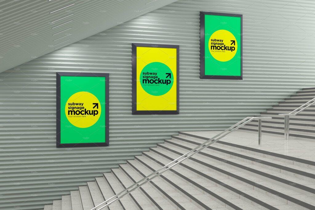 Subway Three Sign Mockup – MasterBundles