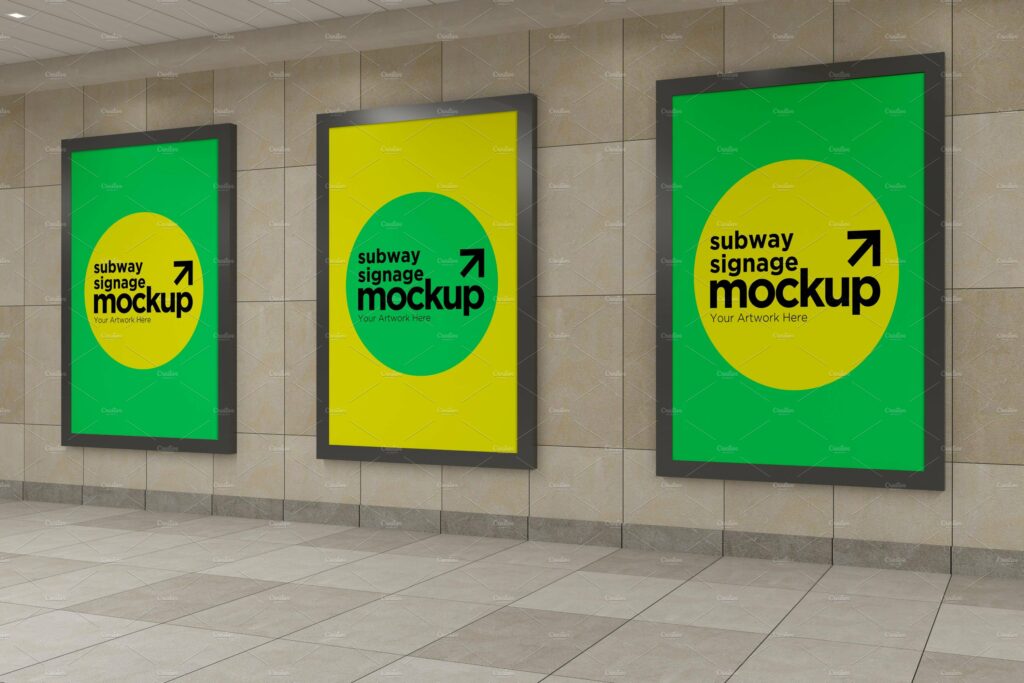 Subway Three Sign Mockup – MasterBundles