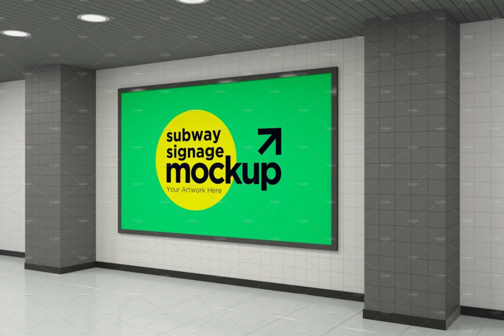 Subway Signage Horizontal Mockup – MasterBundles