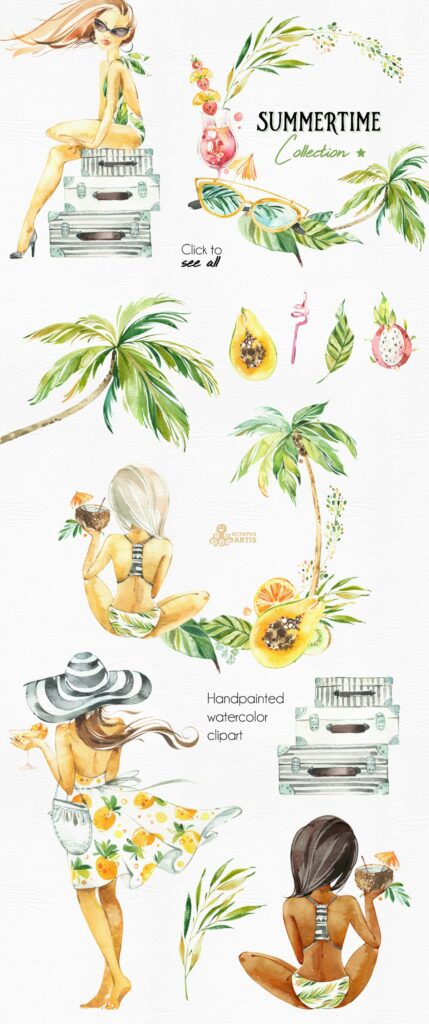 Summertime. Watercolor Collection. – MasterBundles