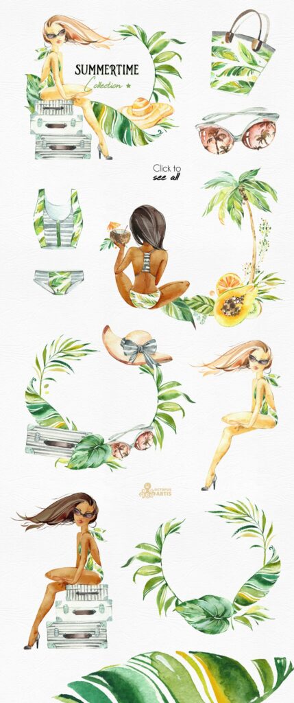 Summertime. Watercolor Collection. – MasterBundles