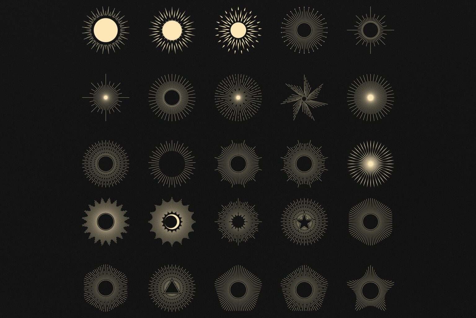 Sunburst, Sun, Moon & Stars vectors – MasterBundles