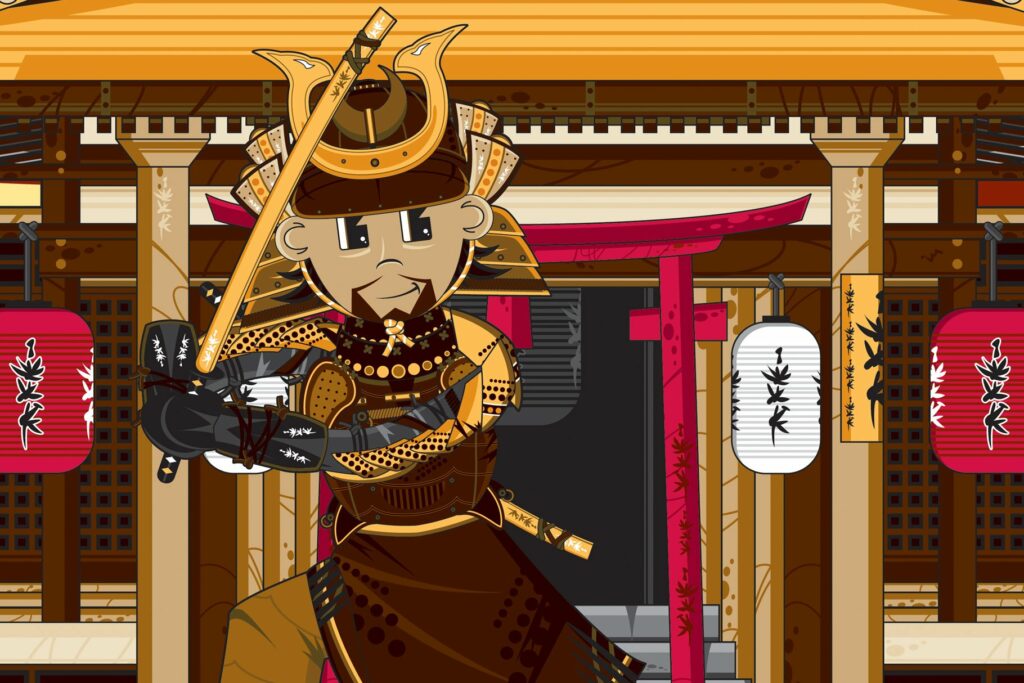 Fierce Samurai Warrior at Temple – MasterBundles