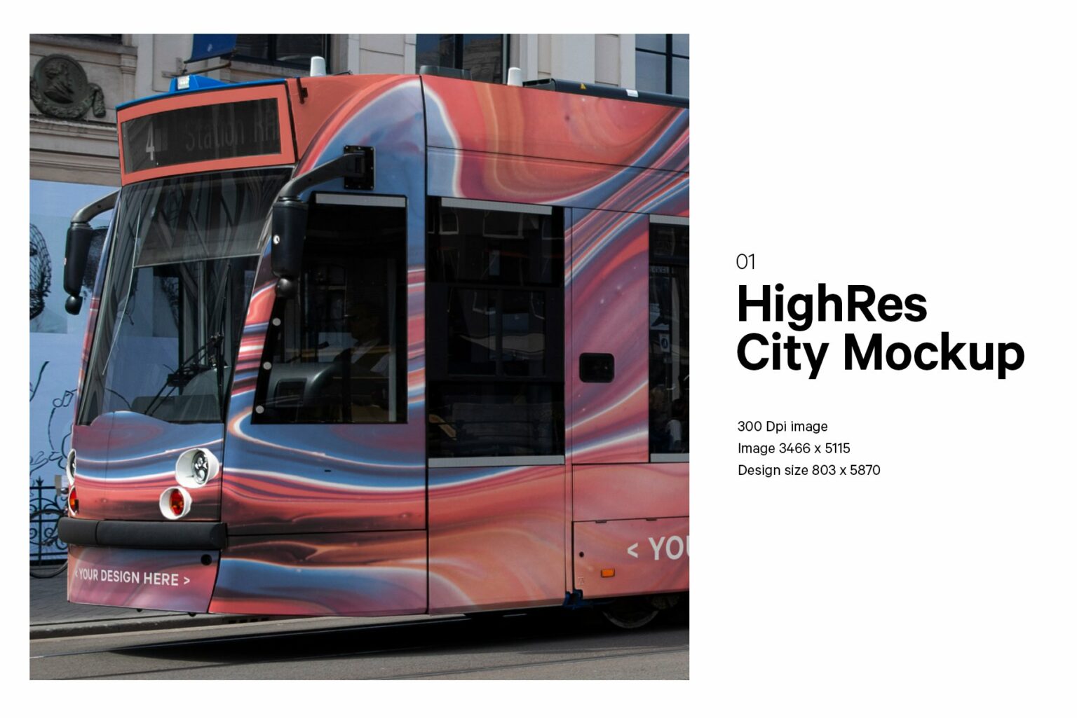 City Tram Wrap Mockup – MasterBundles