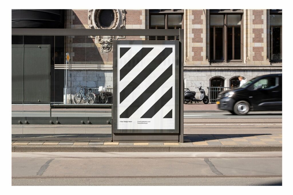 4x Bus Stop Poster Mockup Bundle – MasterBundles