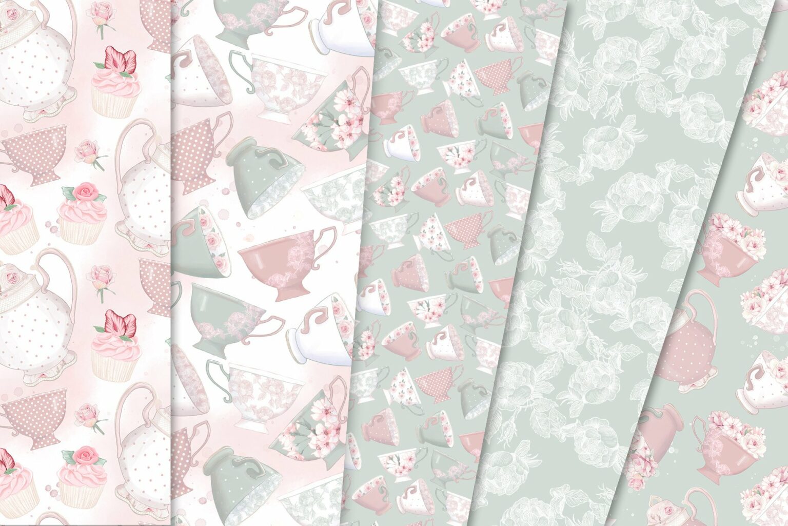 Tea & Patisserie Seamless Patterns – MasterBundles