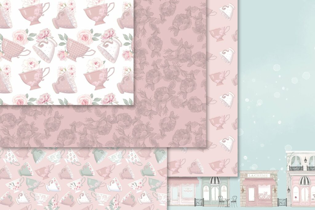 Tea & Patisserie Seamless Patterns – MasterBundles