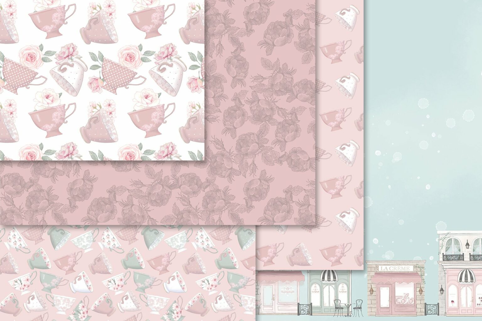 Tea & Patisserie Seamless Patterns – MasterBundles