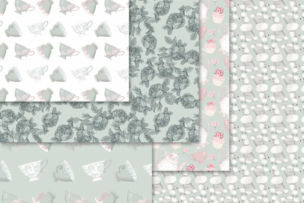 Tea & Patisserie Seamless Patterns – MasterBundles