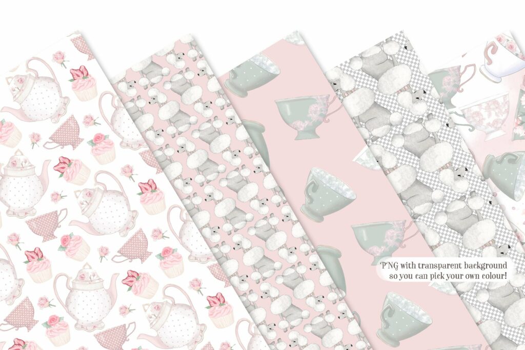 Tea & Patisserie Seamless Patterns – MasterBundles