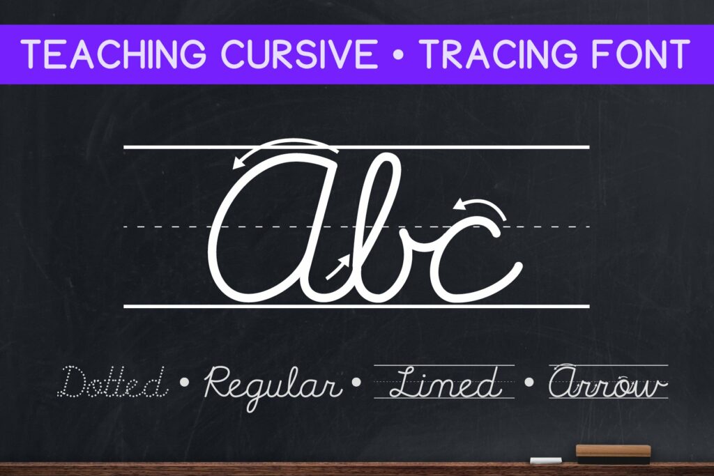 Teaching Cursive Letter Tracing Font – MasterBundles