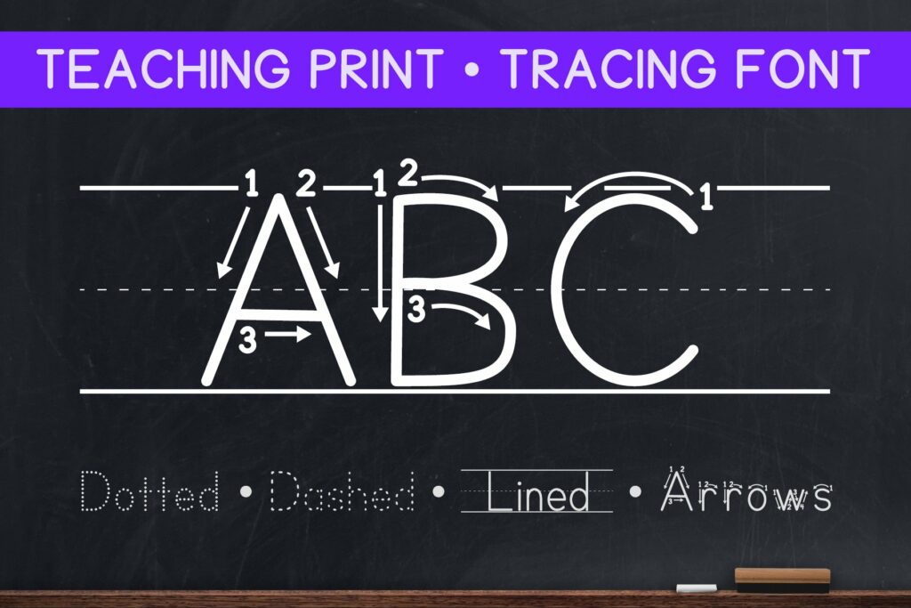 Teaching Print • Letter Tracing Font – MasterBundles