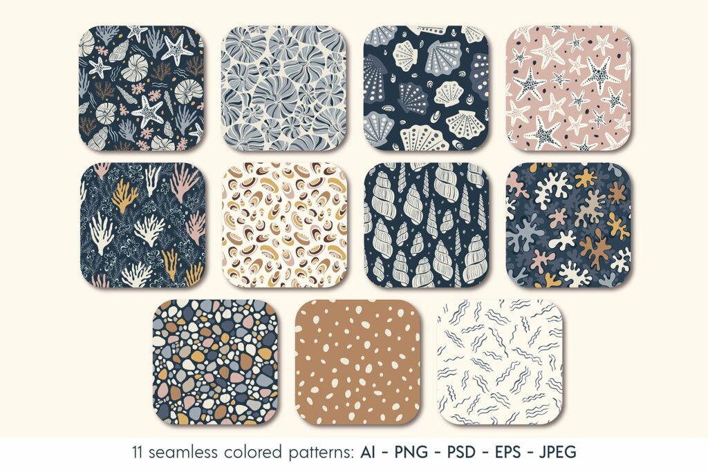 Sea Life Clipart and Patterns – MasterBundles