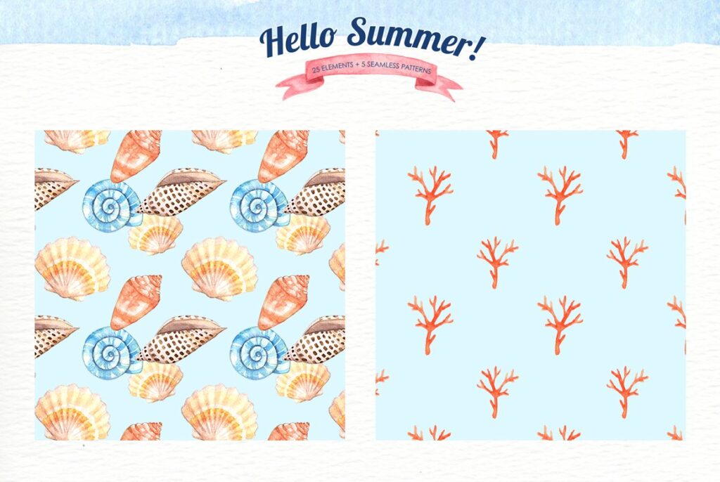 Hello Summer Watercolor Clipart – MasterBundles