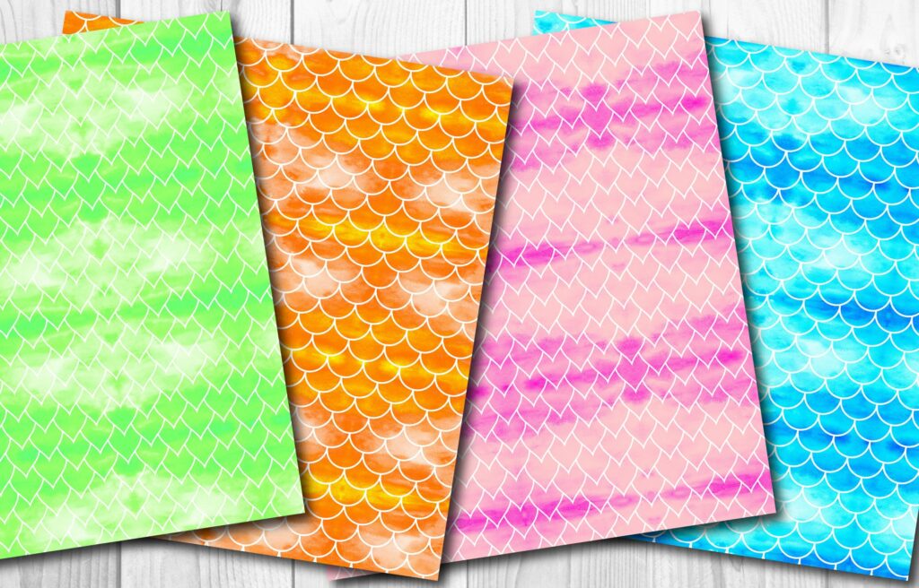 Mermaid scales rainbow pattern pack – MasterBundles