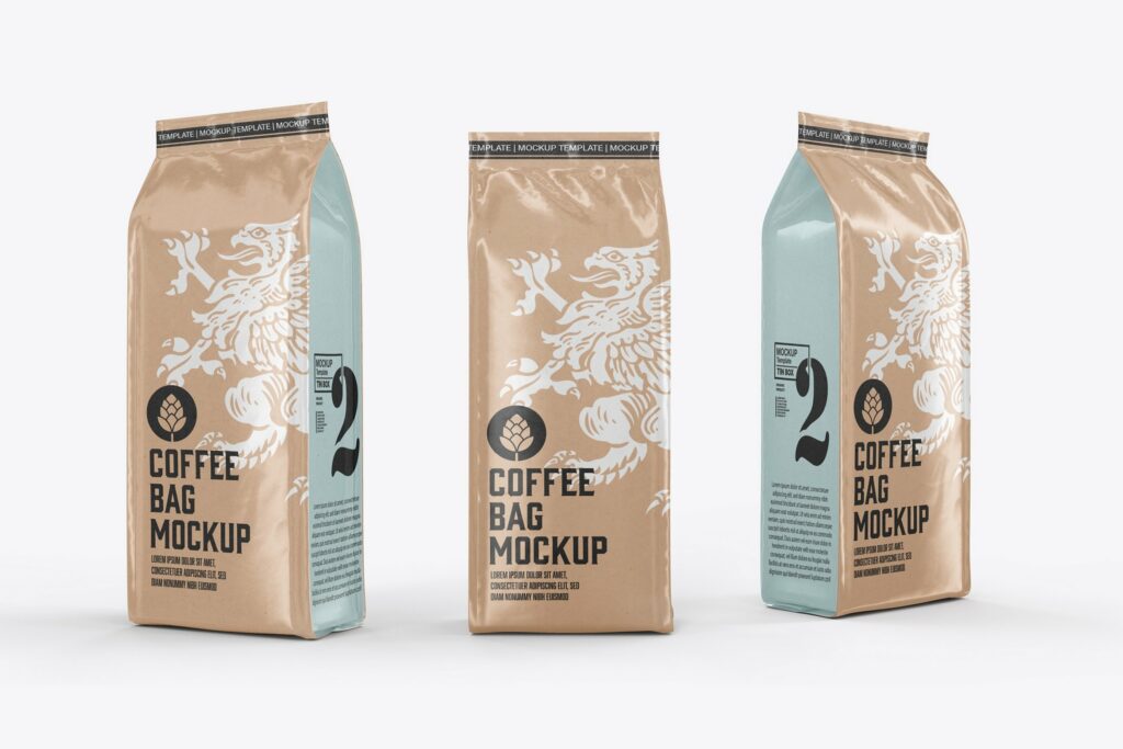 Set 3 Kraft Coffee Bags Mockup – MasterBundles