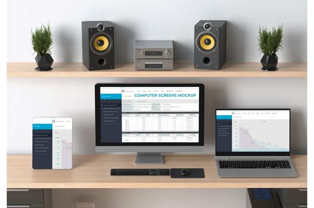 Desktop Computer Scene Mockup – MasterBundles
