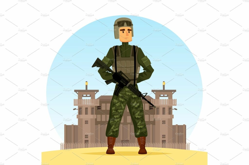 Army soldier with m16 gun – MasterBundles